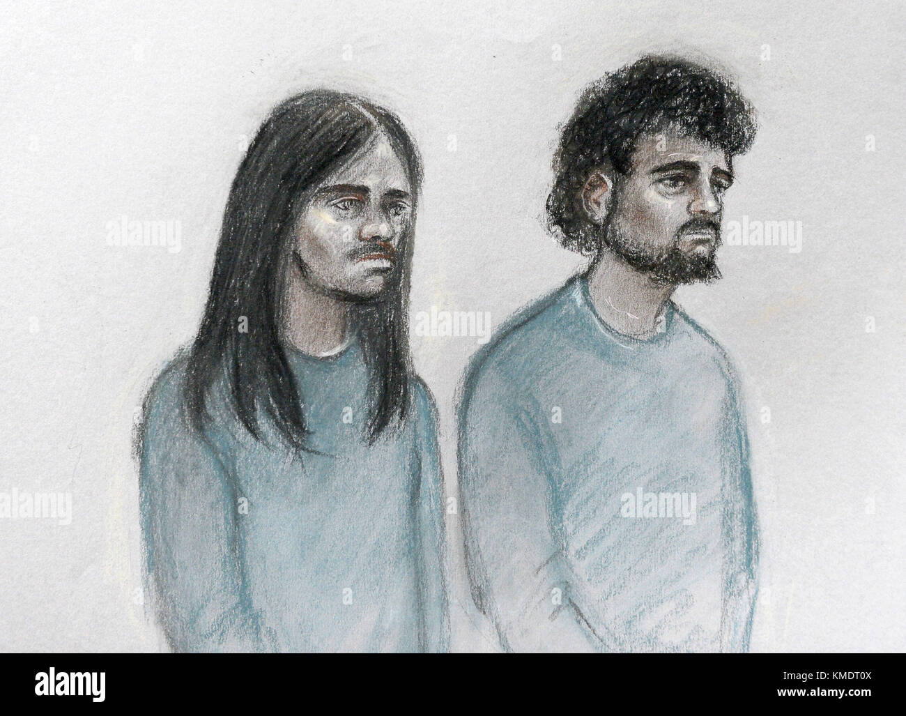 Court artist sketch by Elizabeth Cook of Naa'imur Zakariyah Rahman ...