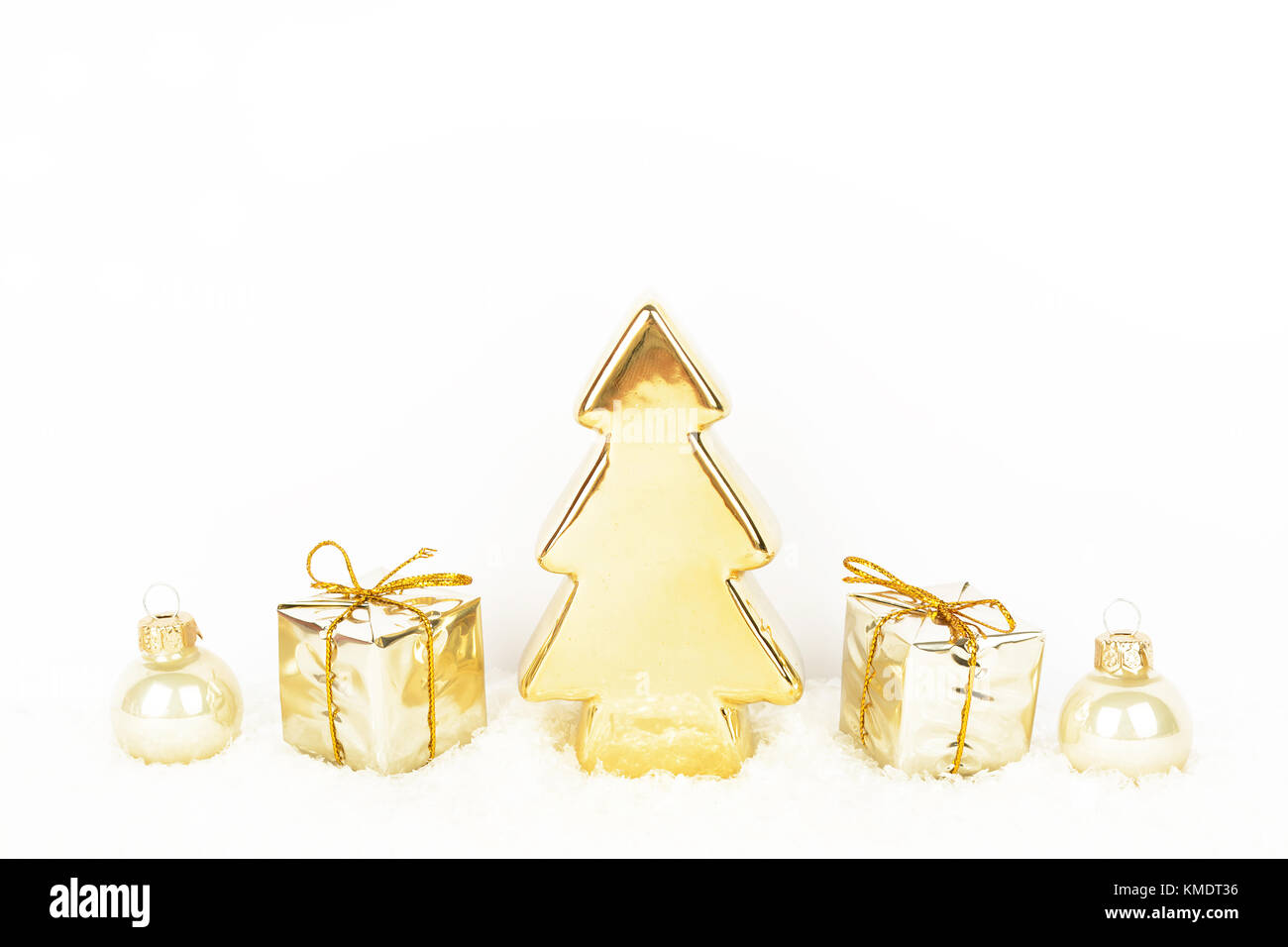 Christmas background with white christmas tree ball on glitter. Holiday ...