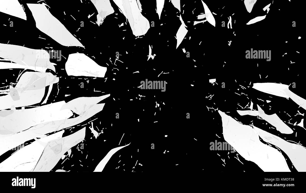 Pieces of Shattered glass isolated over black background Stock Photo ...