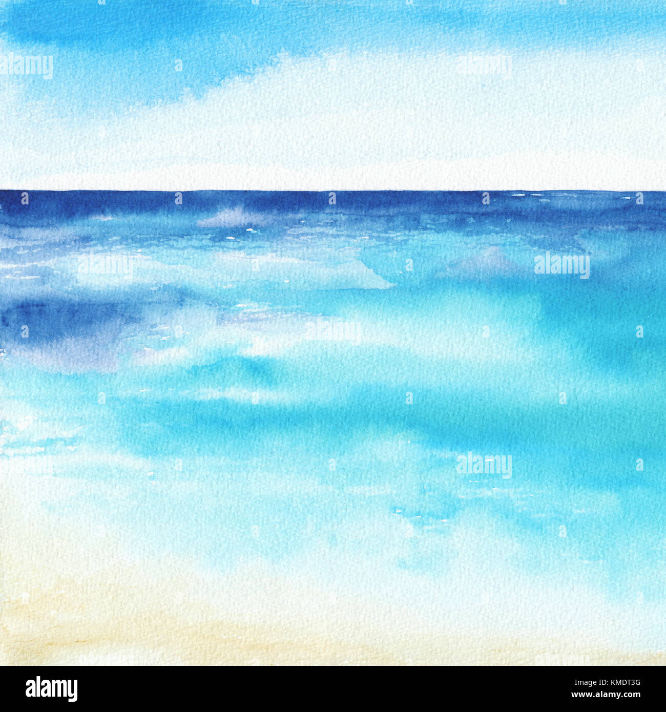 Ocean watercolor hand painting illustration Stock Photo - Alamy