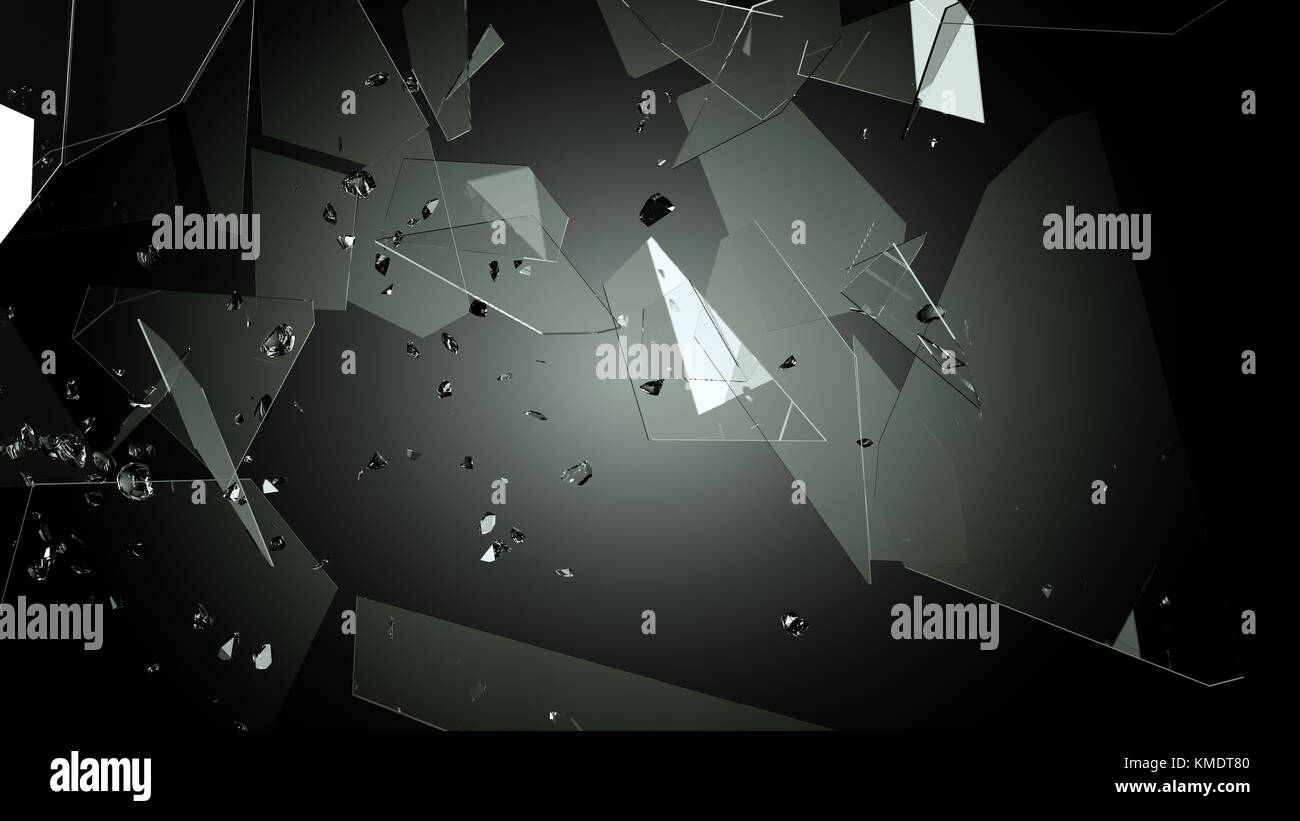 Demolished and Shattered glass over black. Large resolution Stock Photo ...