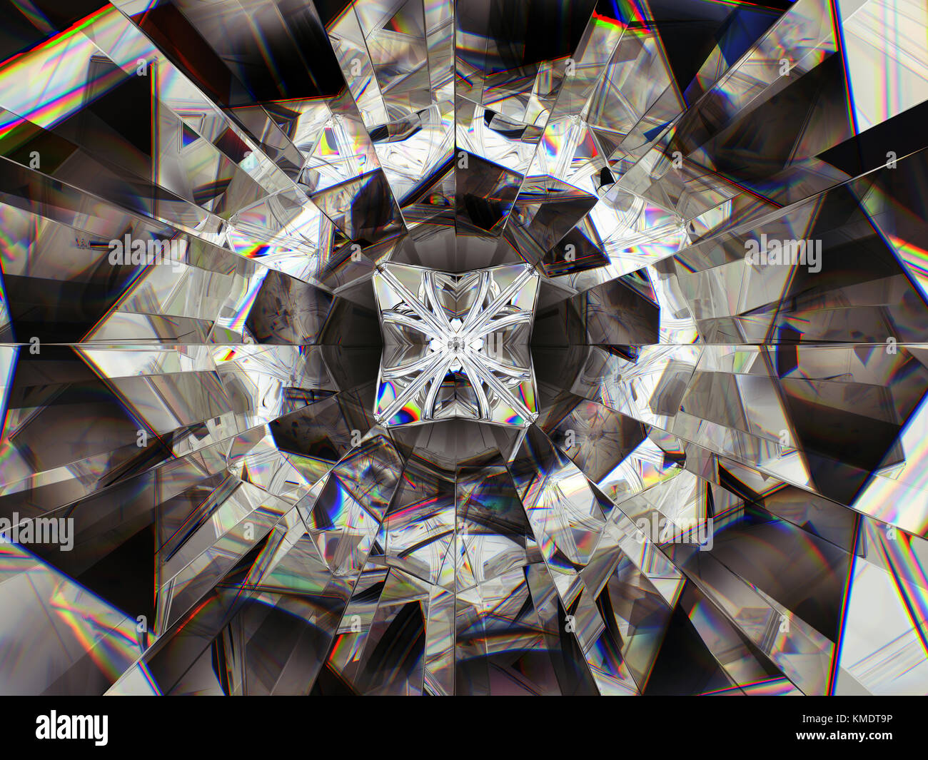 Gemstone structure extreme closeup. top view of round diamond 3d render ...