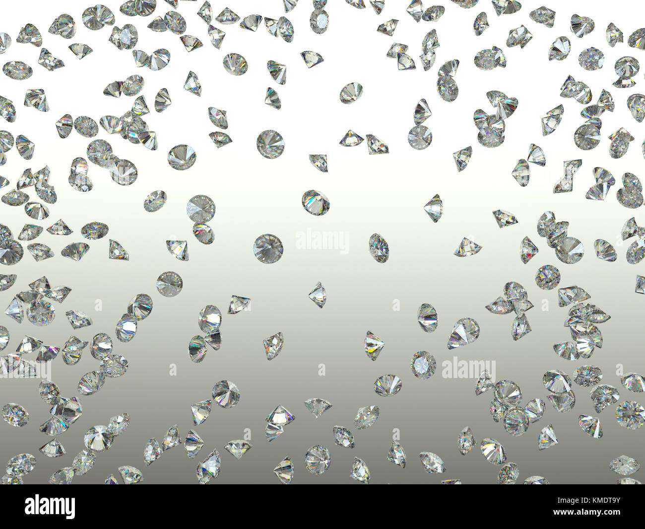 Gemstones scatter and fly away over gradient background. 3d render ...