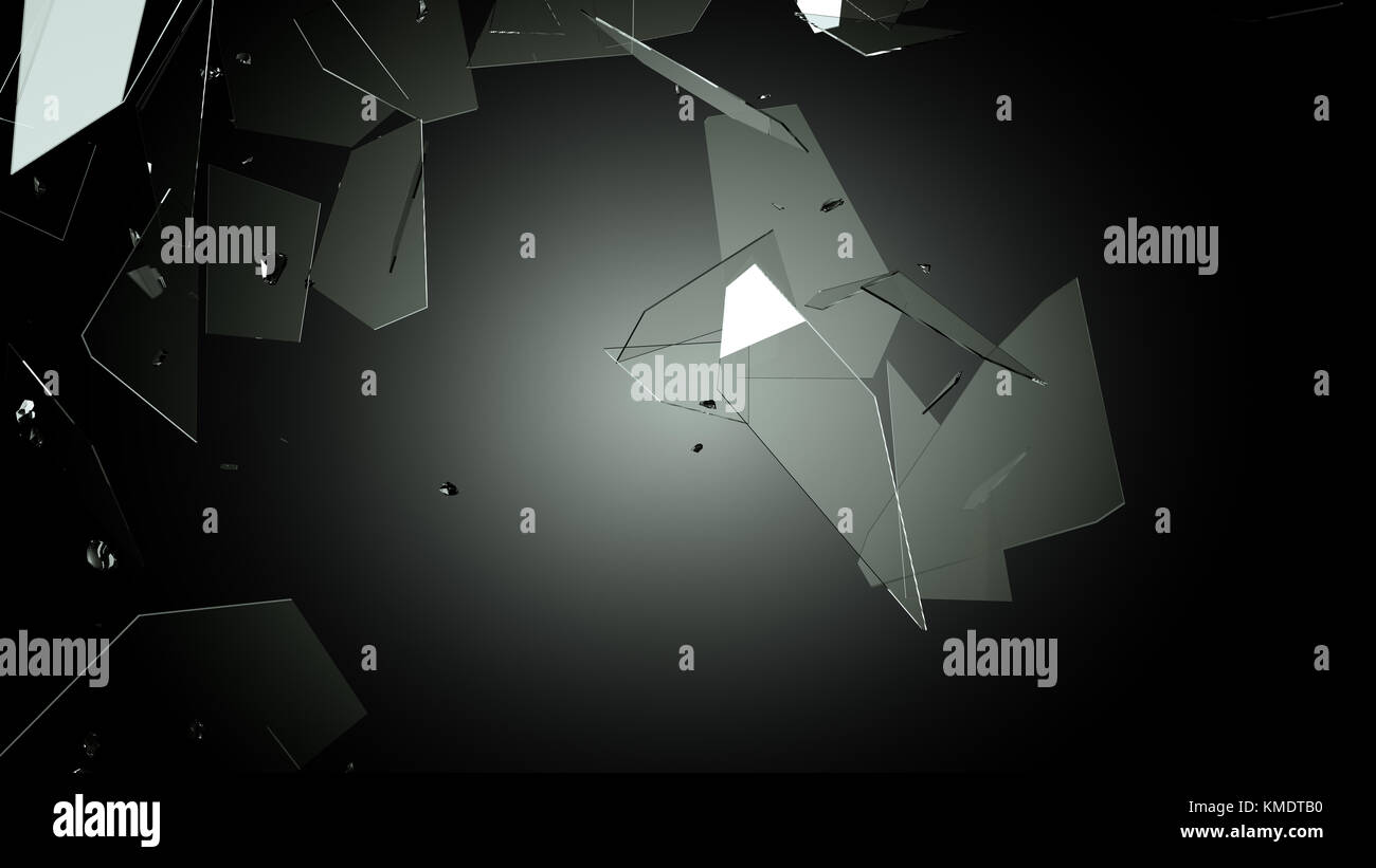 Pieces of Broken Shattered black glass on black. Large resolution Stock ...