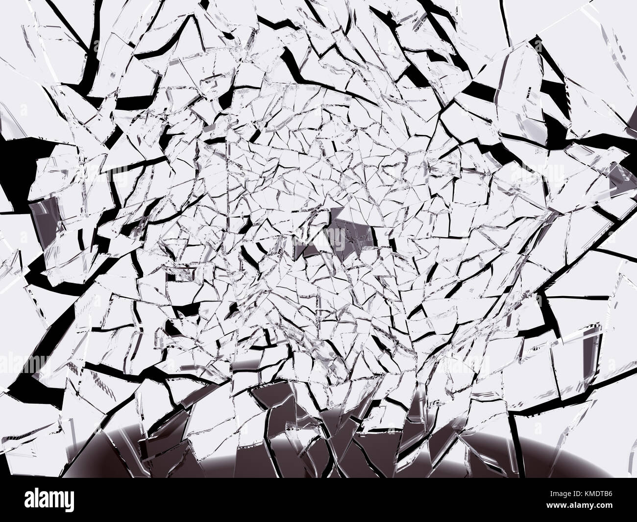 Pieces of Broken or Shattered black glass isolated on black. Large ...