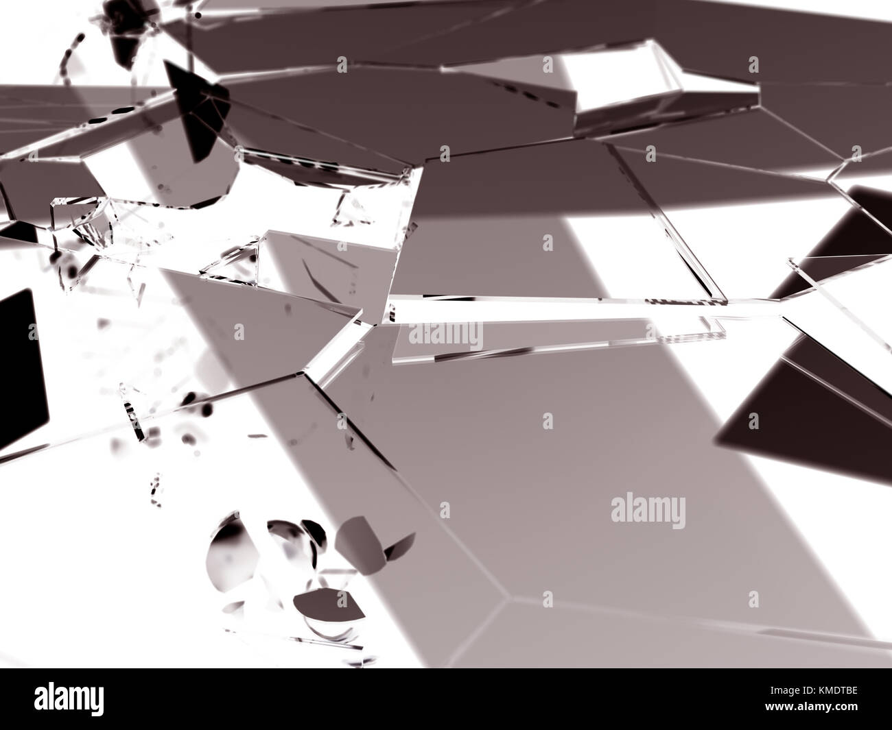 Pieces of destructed Shattered glass on white 3d render Stock Photo - Alamy