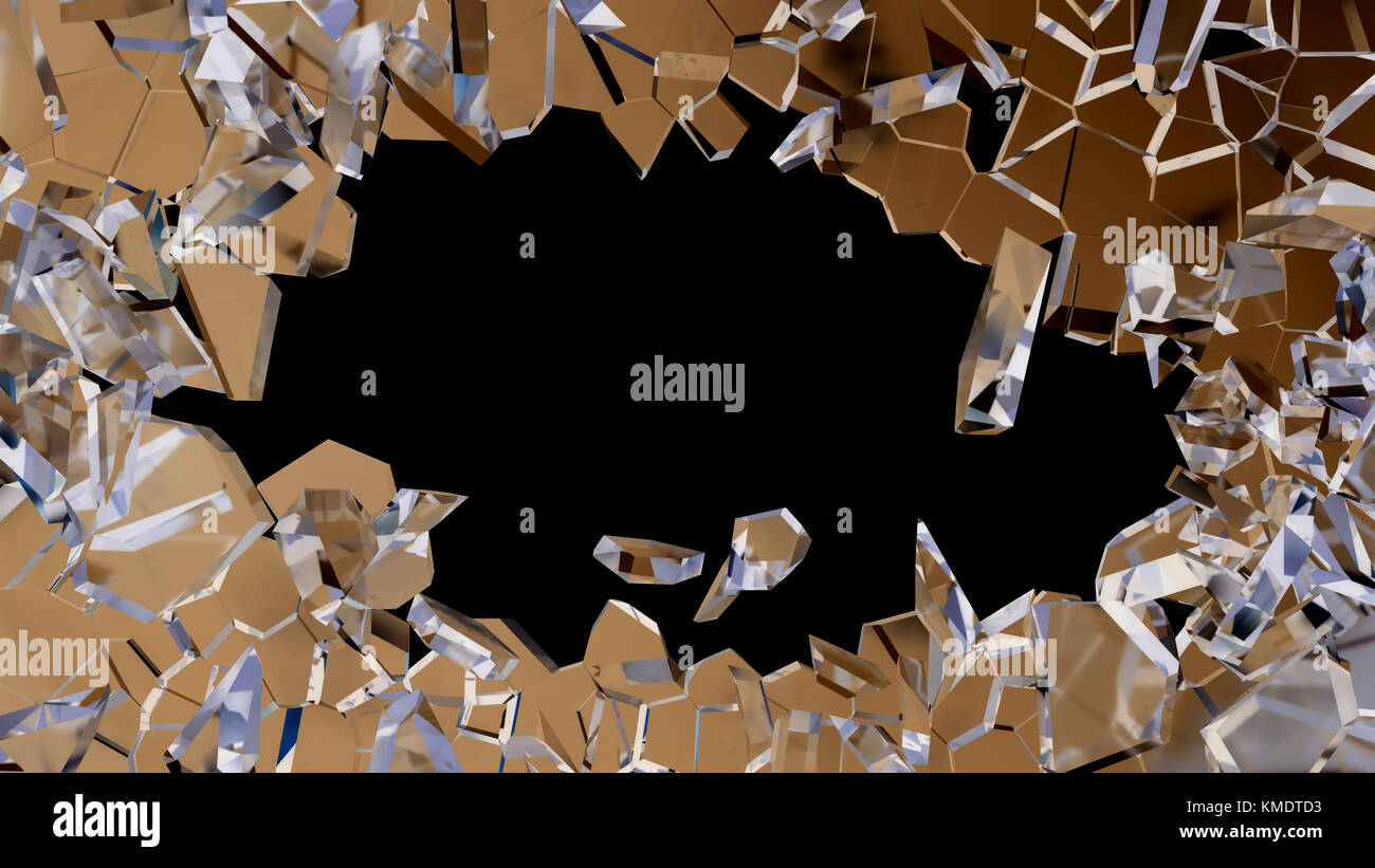 Blue smashed glass pieces isolated over black background Stock Photo ...