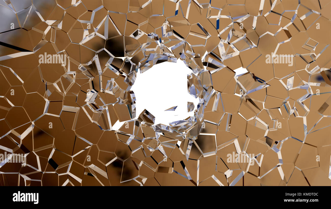 Broken shattered glass pieces isolated over white Stock Photo - Alamy