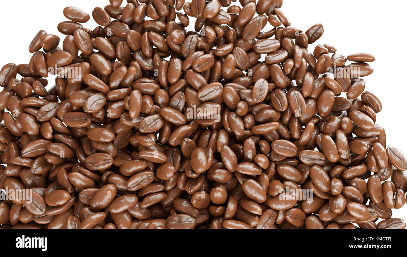 roasted coffee beans falling down isolated on white Stock Photo - Alamy