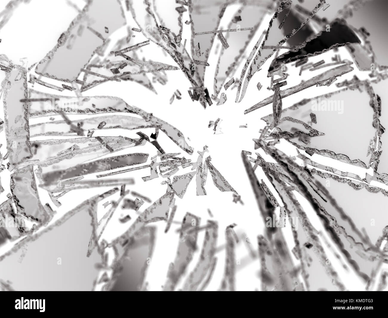 Shattered or demolished glass Pieces isolated over white Stock Photo ...
