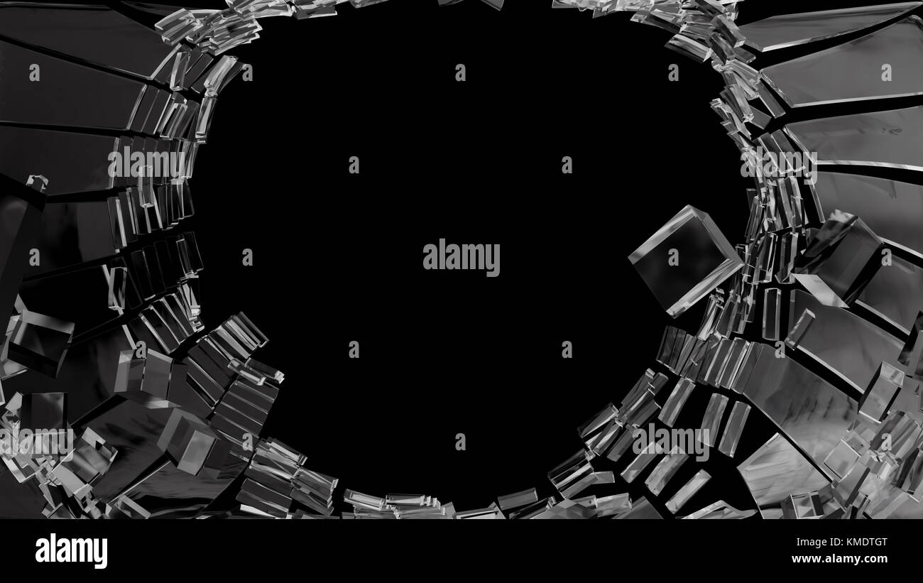 Shattered window glass isolated Stock Photo - Alamy