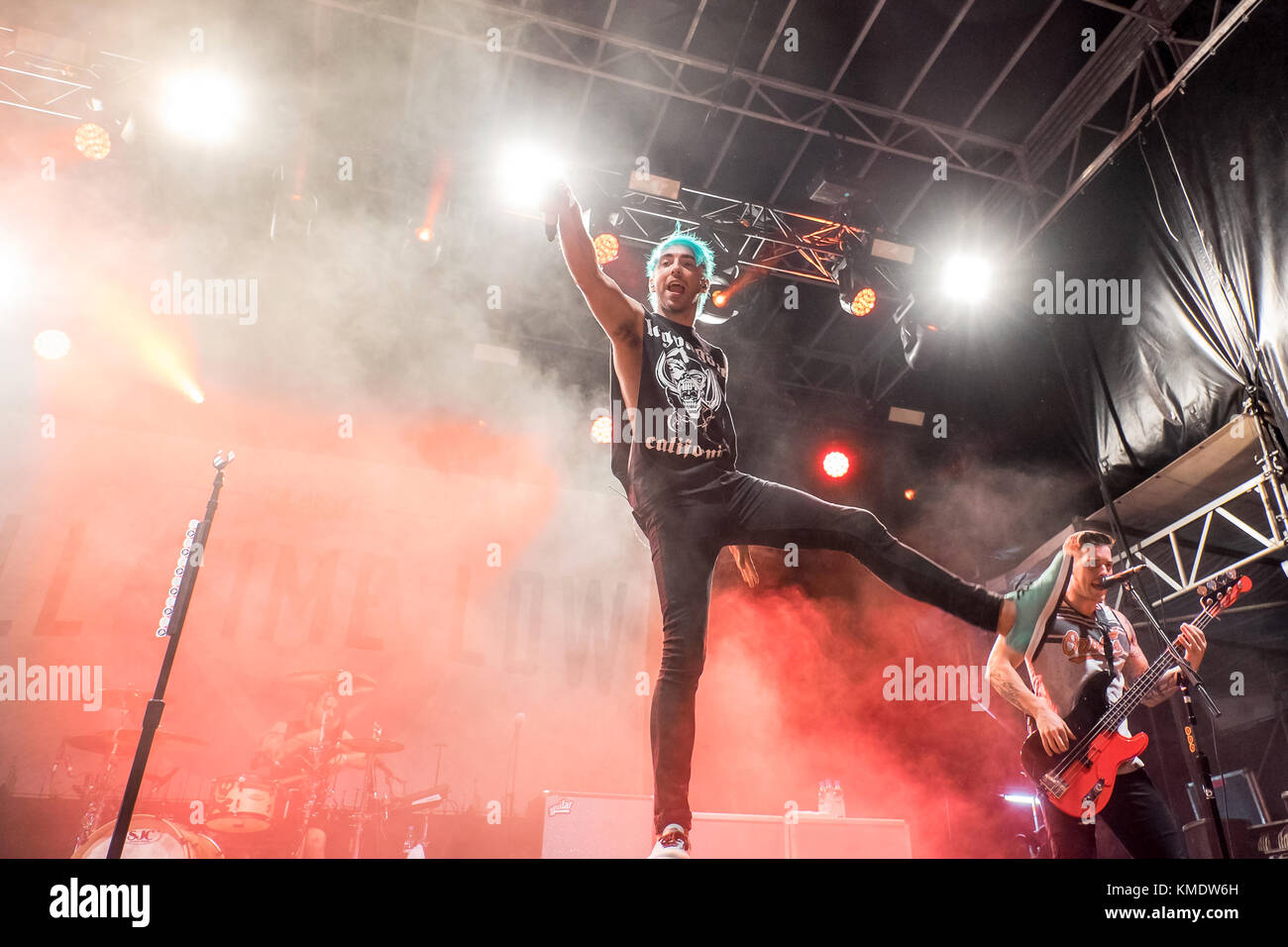 The American pop punk band All Time Low performs a live concert during ...