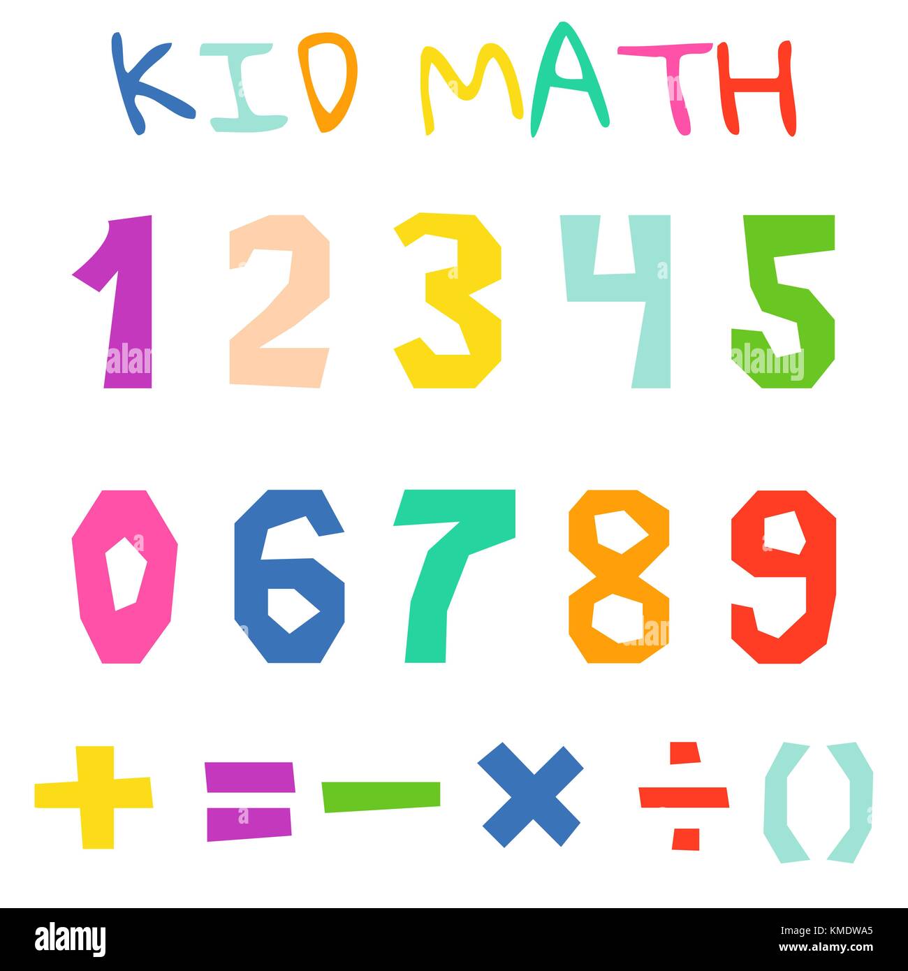 Kid math numerals and count bright signs vector isolated Stock Vector ...