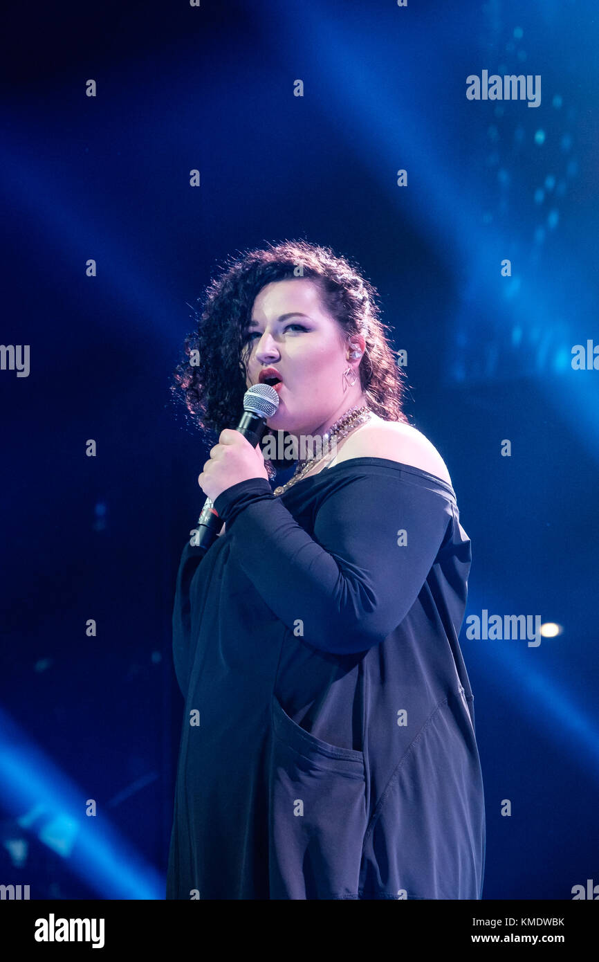 The German singer and songwriter Anna Naklab performs a live concert at ...