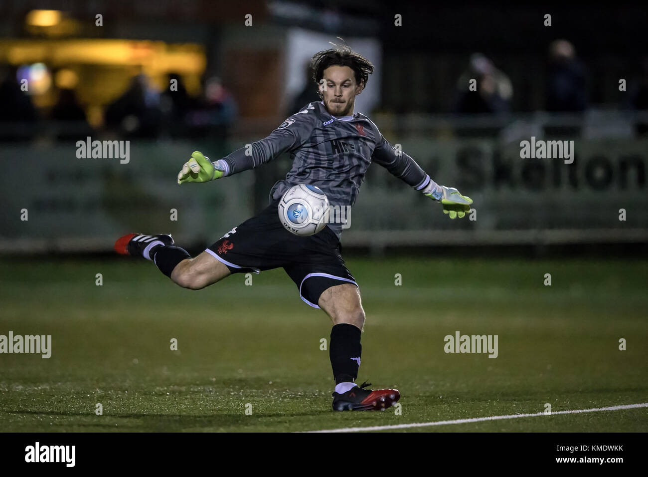 Brandon Hall (Kidderminster Town) kicks the ball downfield during the ...