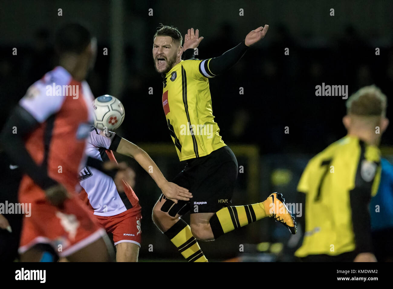 Simon Ainge (Captain)(Harrogate Town) appeals for a free kick during ...