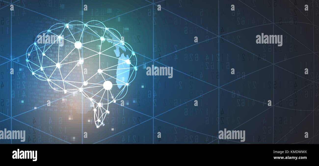 Abstract Artificial intelligence. Technology web background. Virtual ...