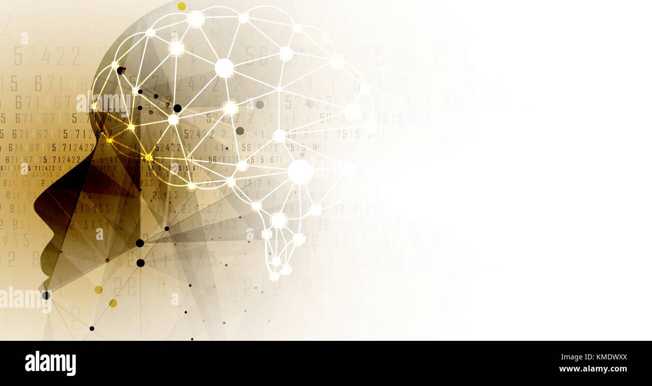 Abstract Artificial intelligence. Technology web background. Virtual ...