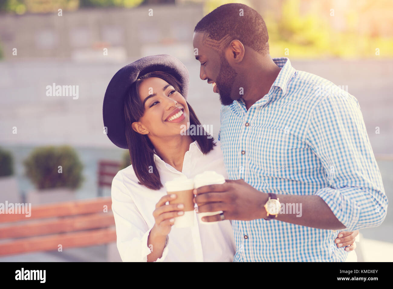 Positive nice couple being on a date Stock Photo - Alamy