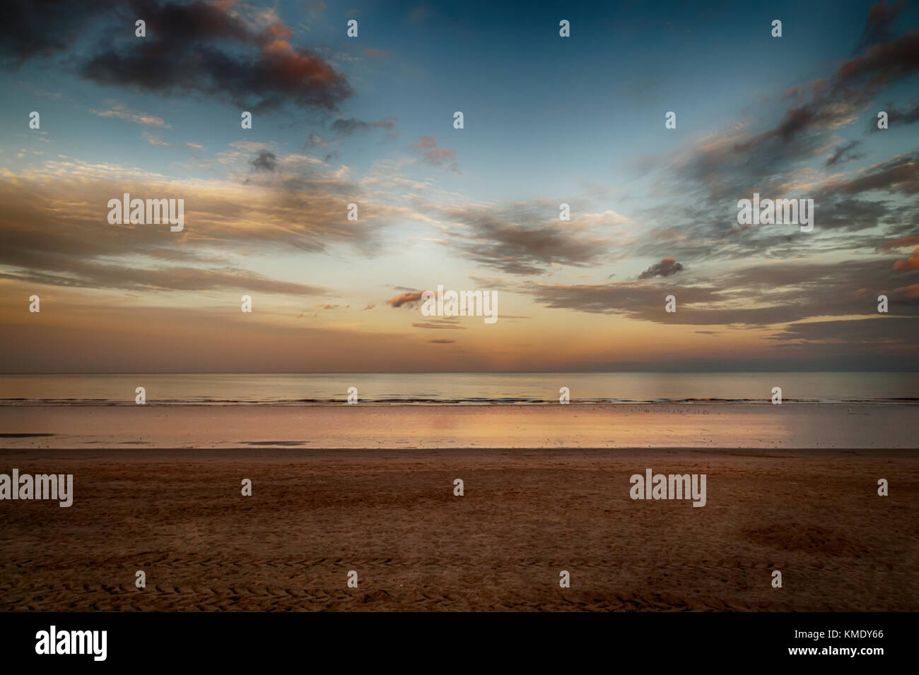 Sunset beach scene at Mablethorpe,East Coast of England, October 2017 ...