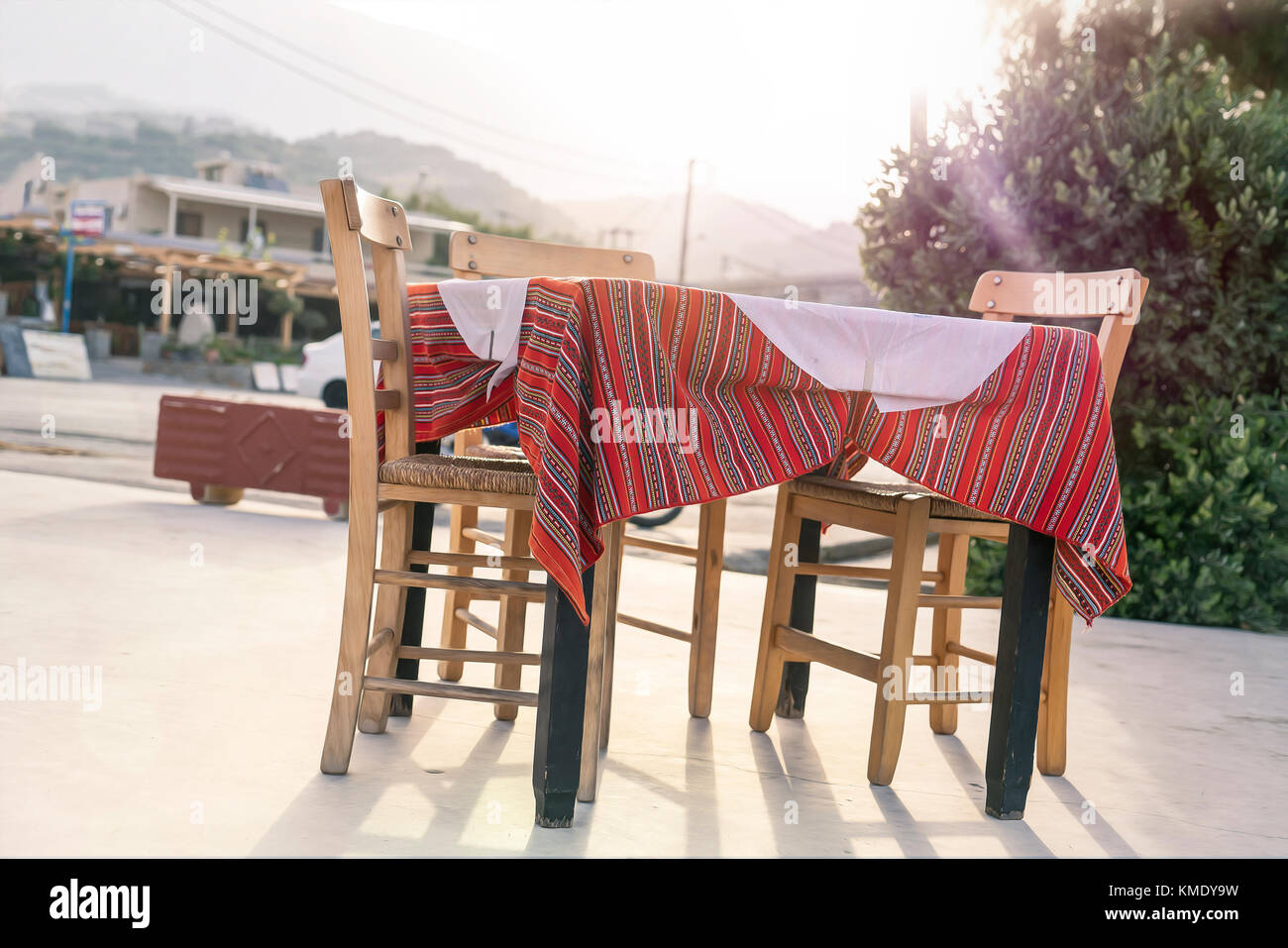 close up of typical greek restaurant table Stock Photo - Alamy