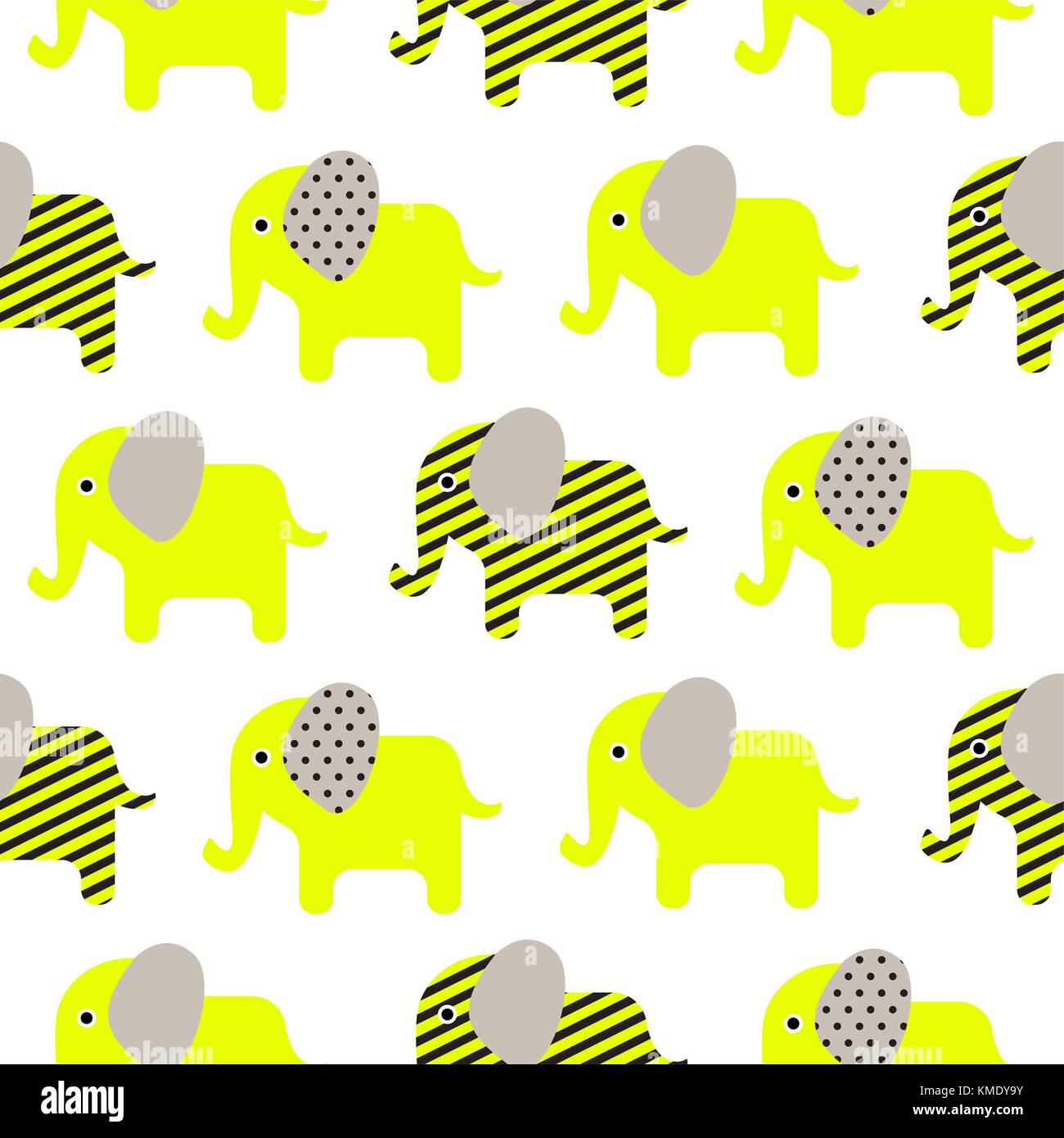 Cute elephant cartoon neon green baby seamless pattern Stock Vector ...