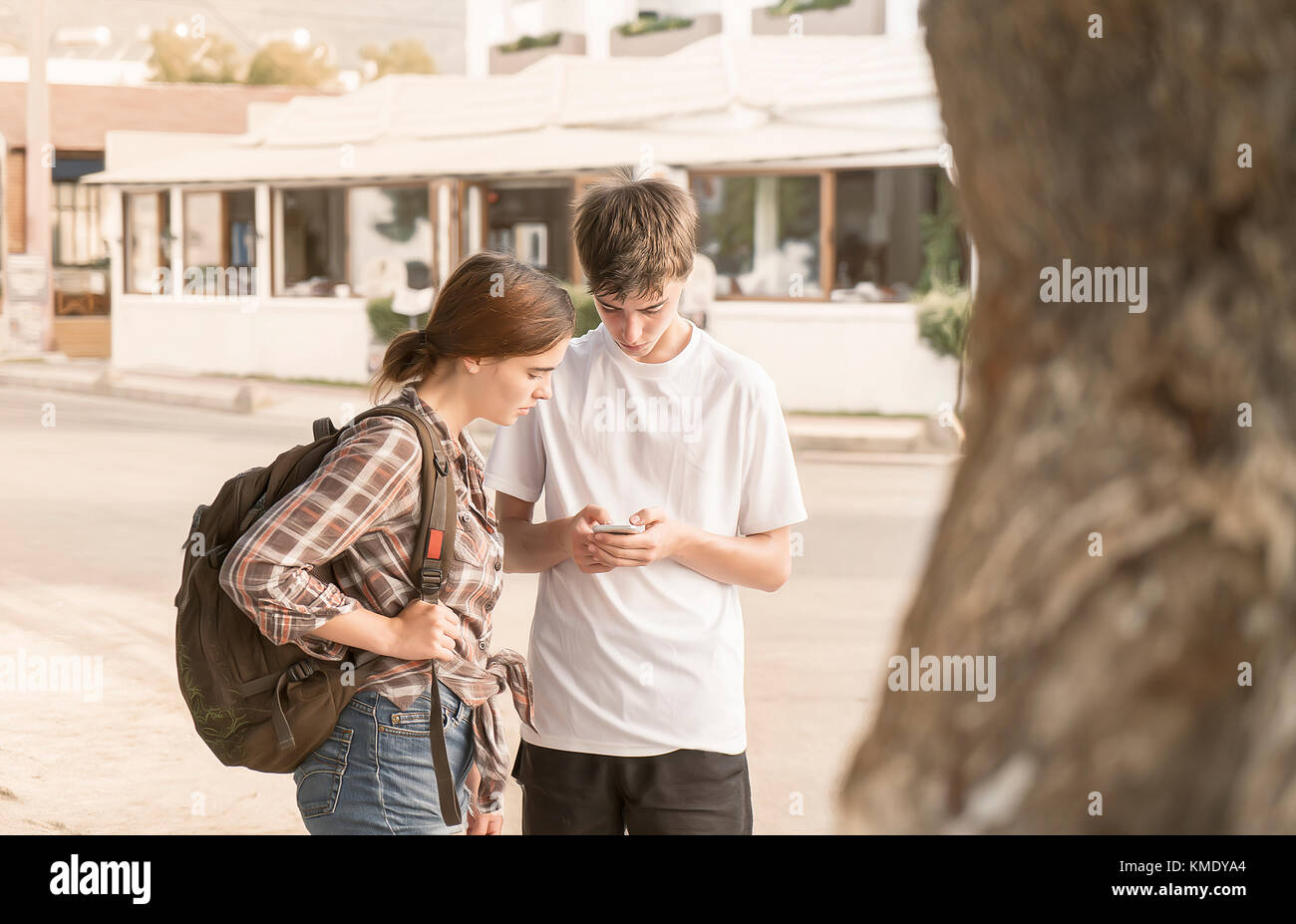 young couple is looking for the way Stock Photo - Alamy
