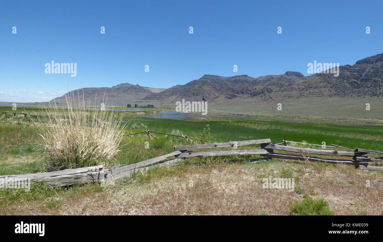 Water gathers in the mountain valley after the rainy season at the ...