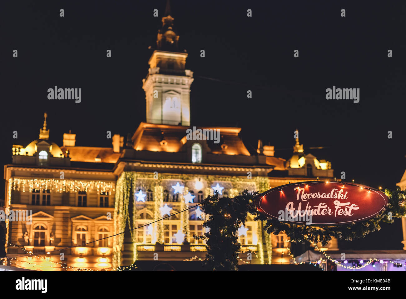 Name of Mary Church and Freedom Square in Novi Sad Stock Photo - Alamy