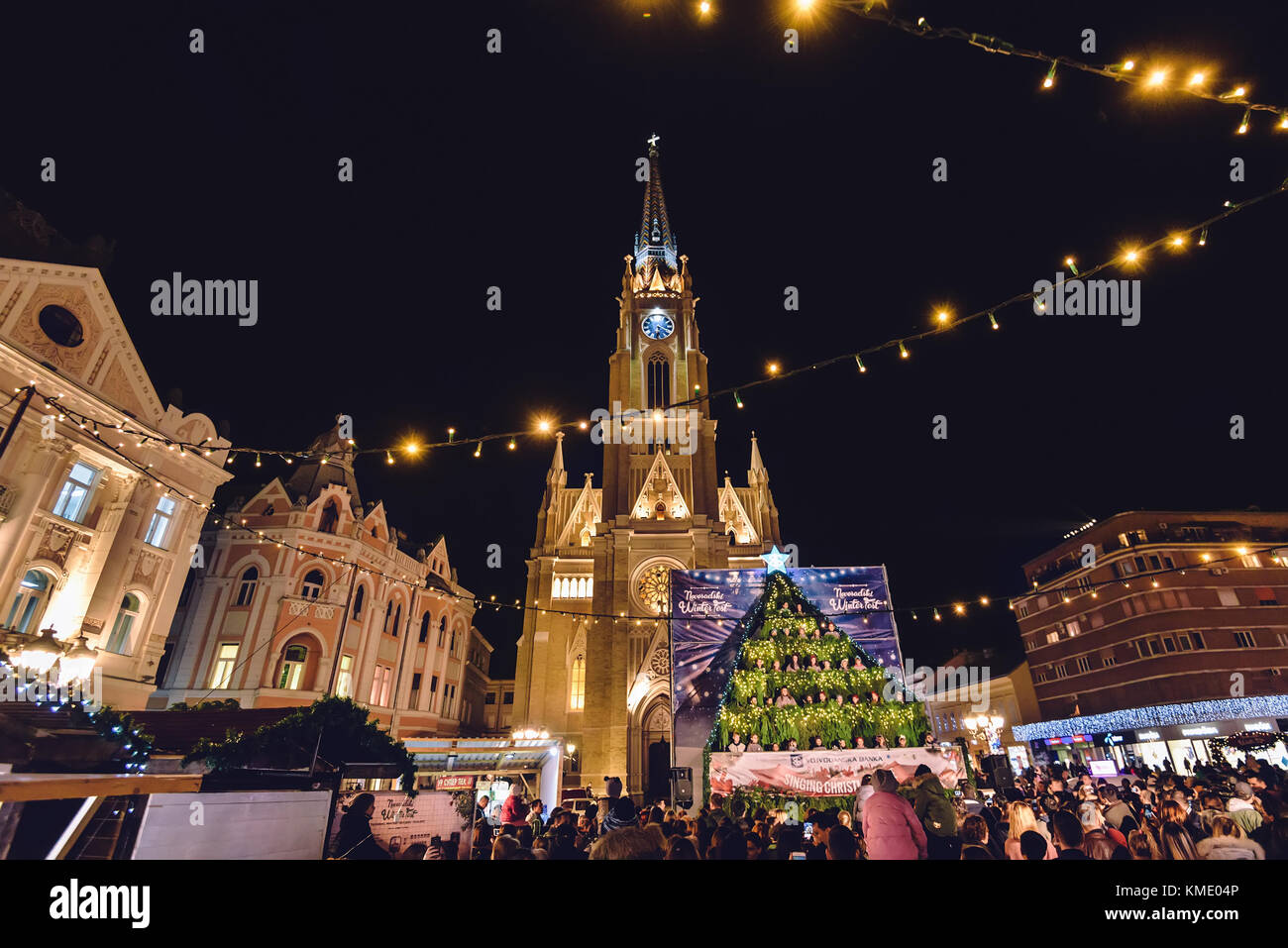 Name of Mary Church and Freedom Square in Novi Sad Stock Photo - Alamy