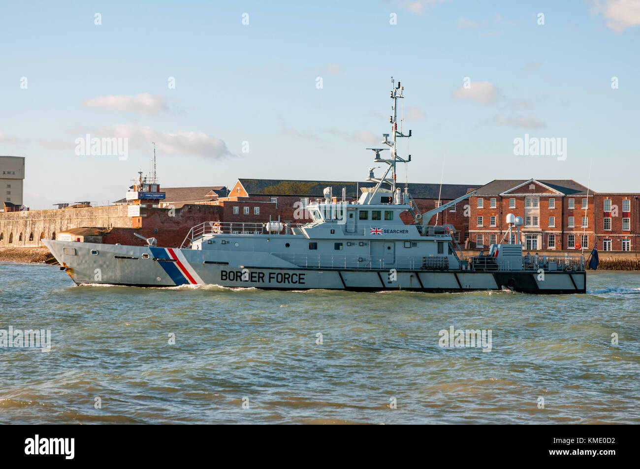 UK Border Force cutter HMC Searcher passing Fort Blockhouse on 19/12/14 ...