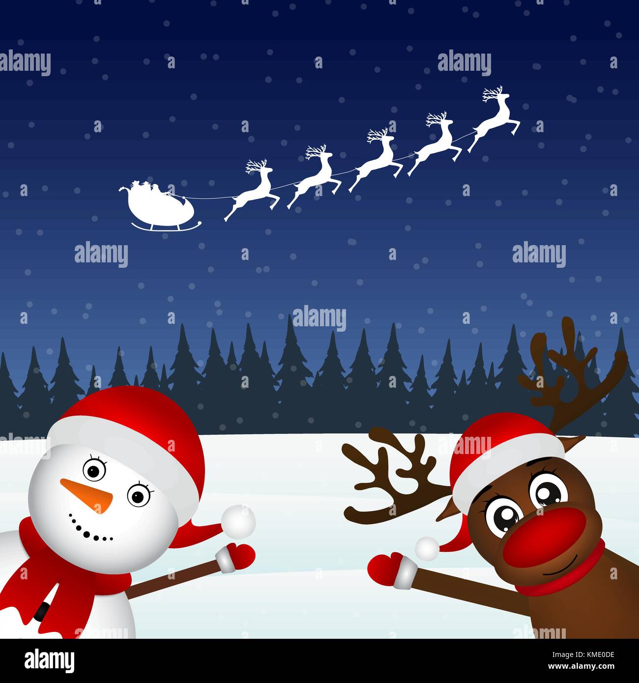 Reindeer santa claus christmas Stock Vector Images - Alamy