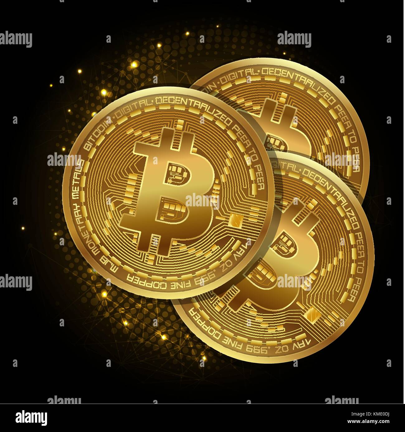 Bitcoin golden physical coin illustration Stock Vector Images - Alamy