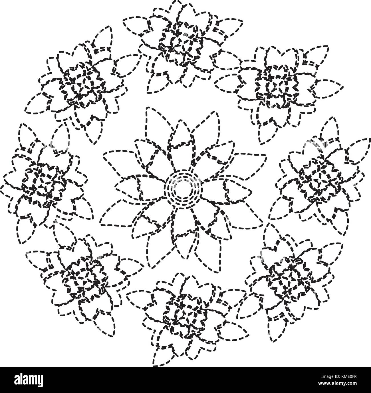 round arrangement flowers floral decoration natural image Stock Vector ...