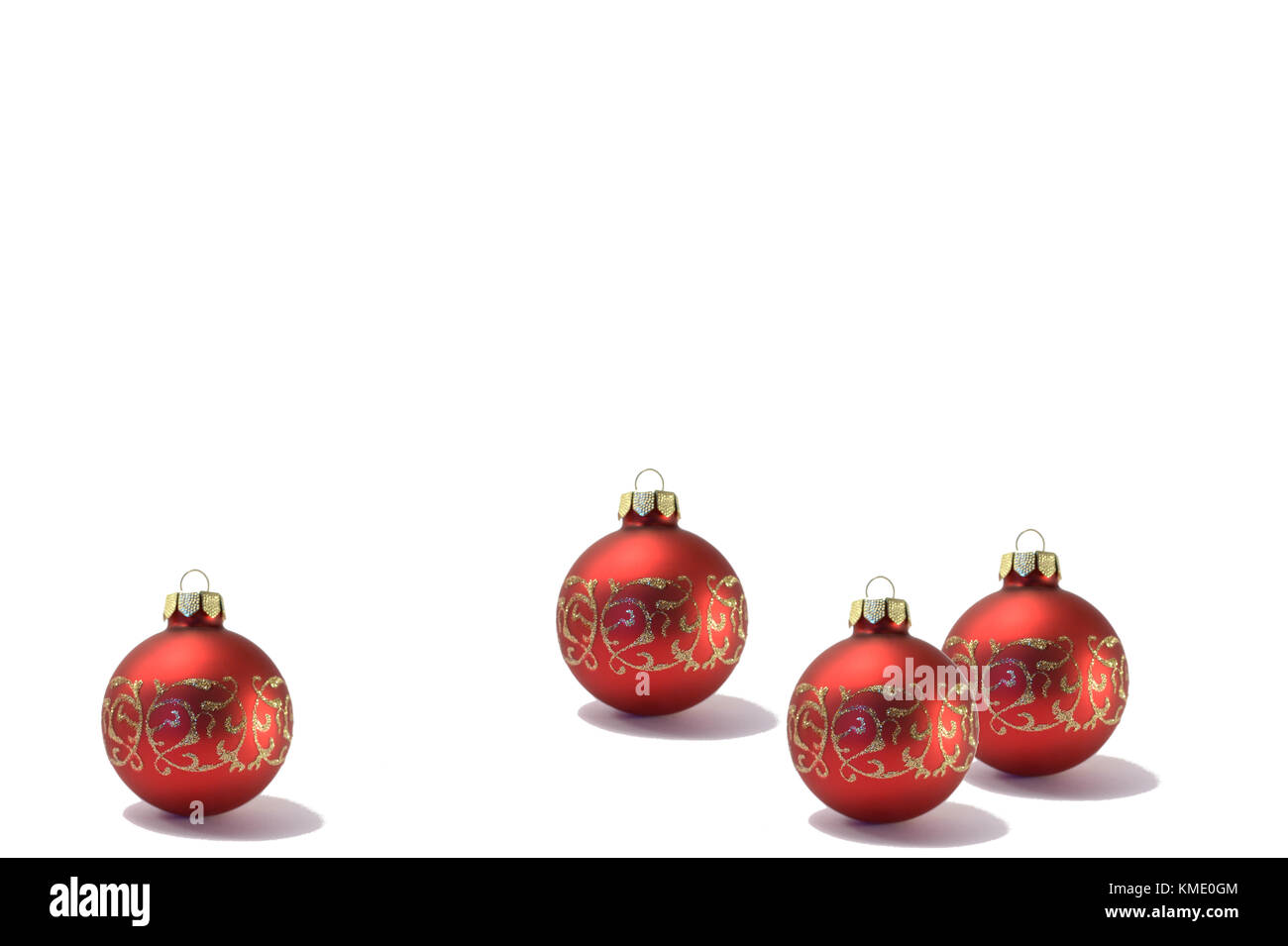 Red baubles with white feathers for christmas Stock Photo - Alamy
