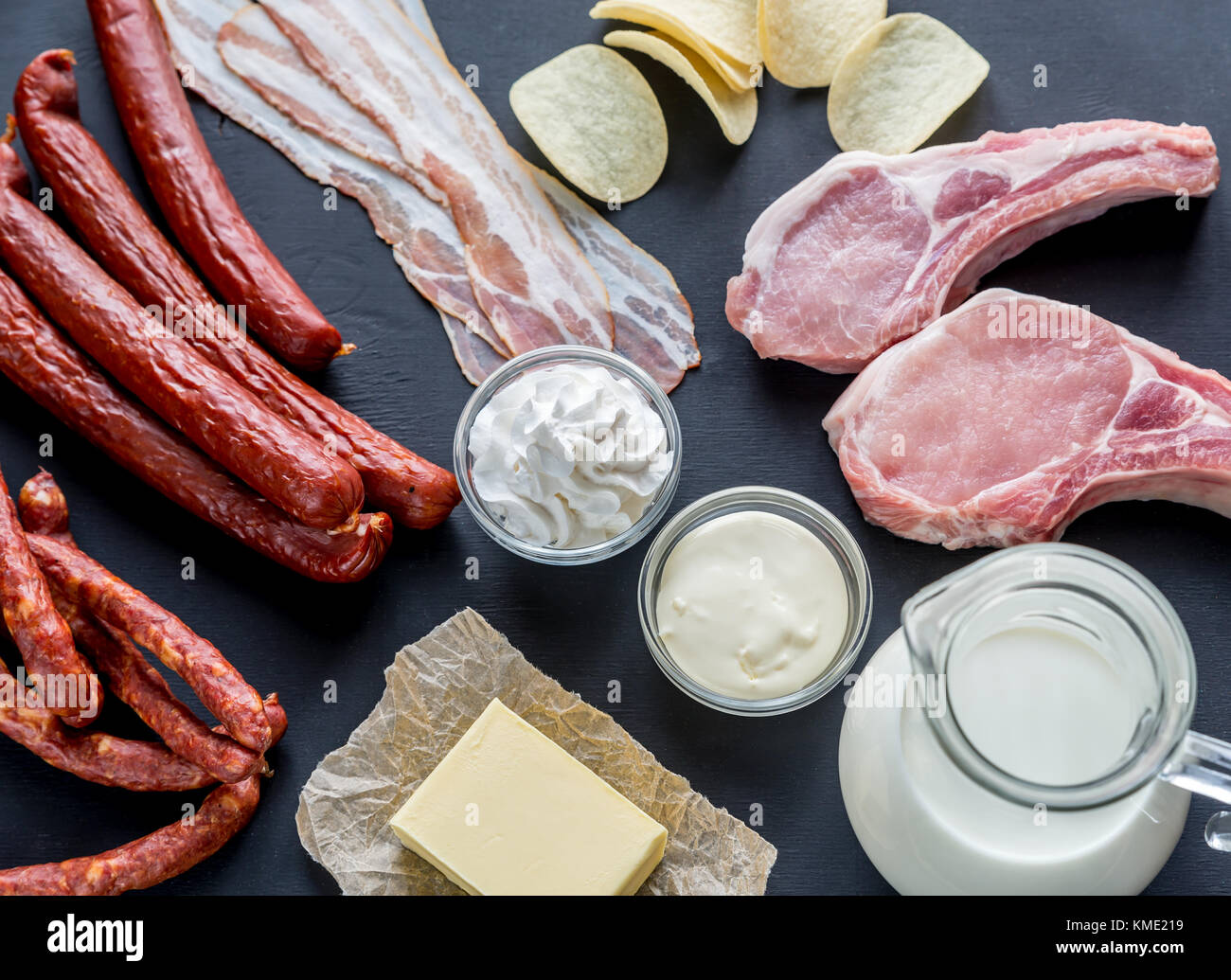 Sources of saturated fats Stock Photo - Alamy