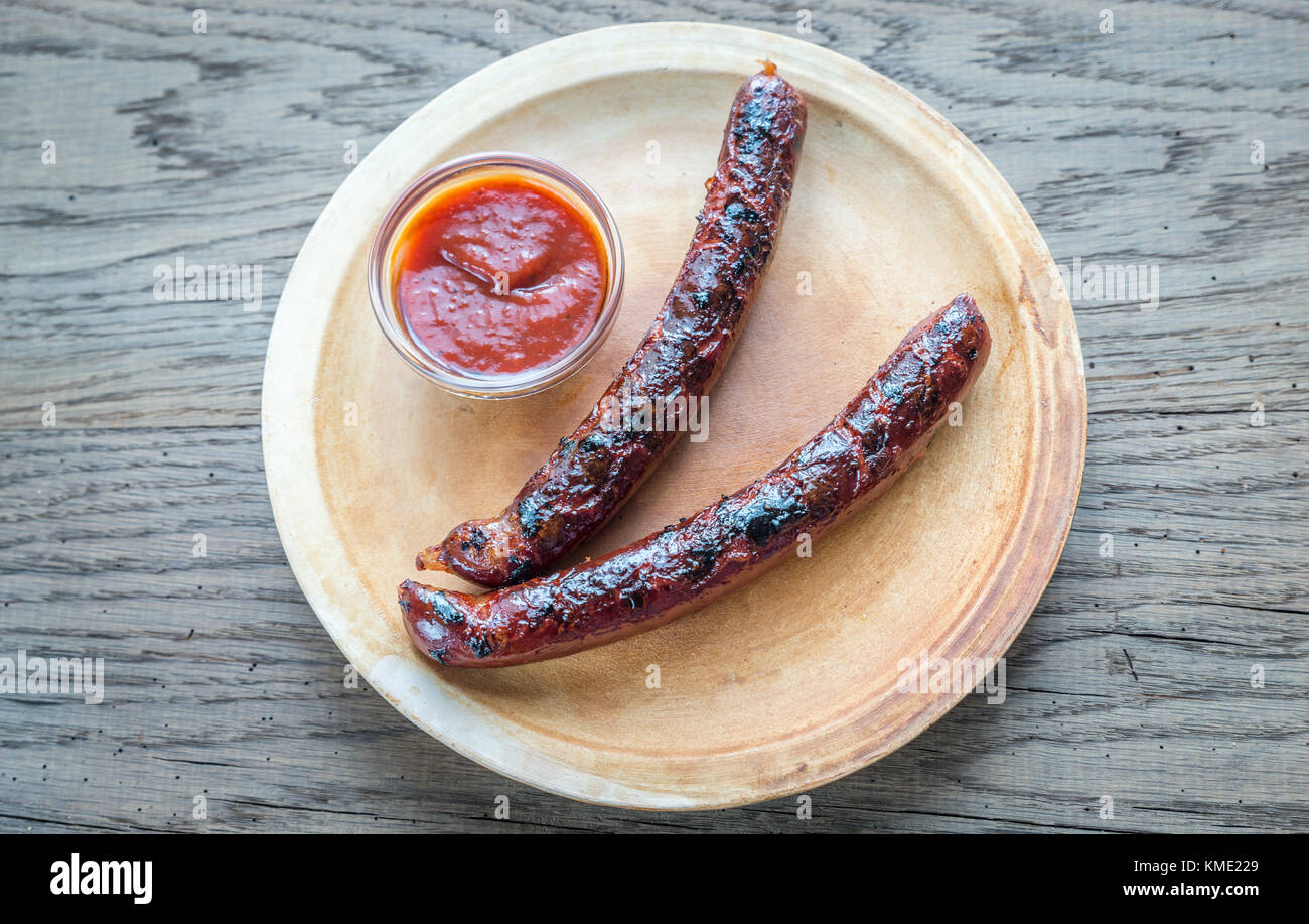 Grilled sausages on the plate Stock Photo - Alamy