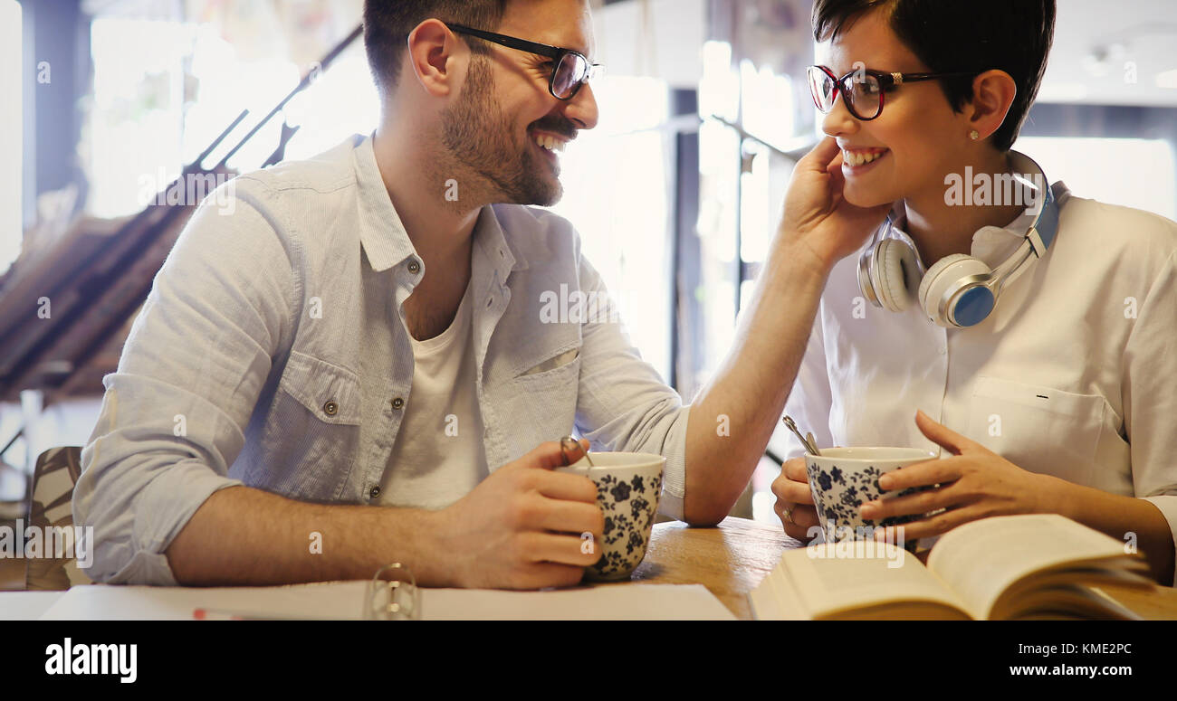 Young students studying in library Stock Photo - Alamy