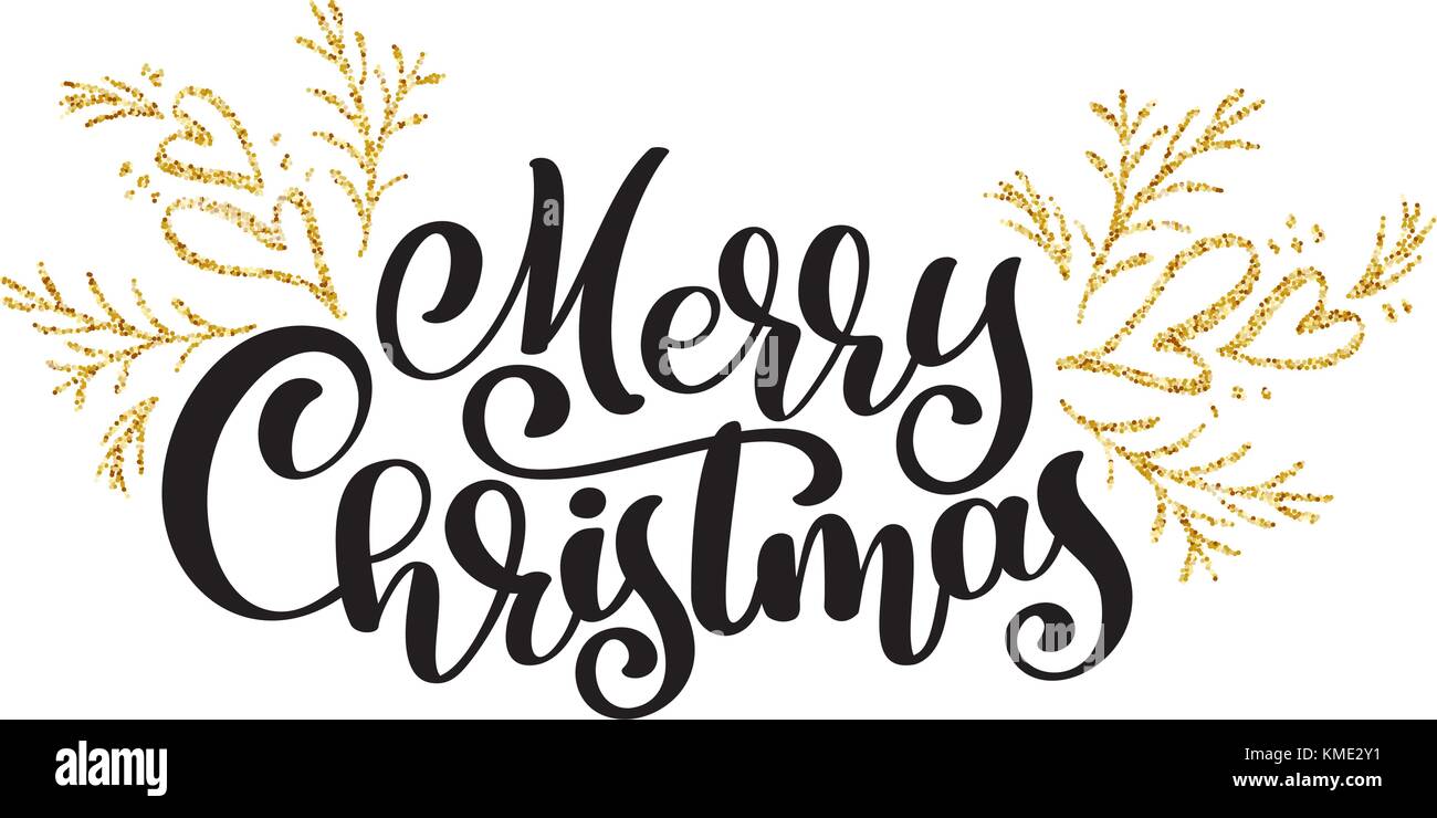 texts Merry Christmas hand written calligraphy lettering. handmade ...