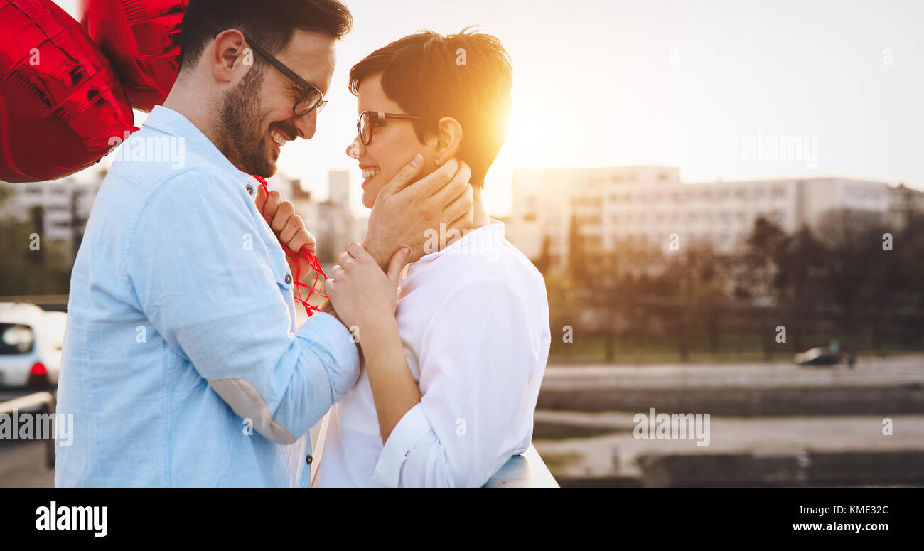 Sentimental couple in love bonding Stock Photo - Alamy