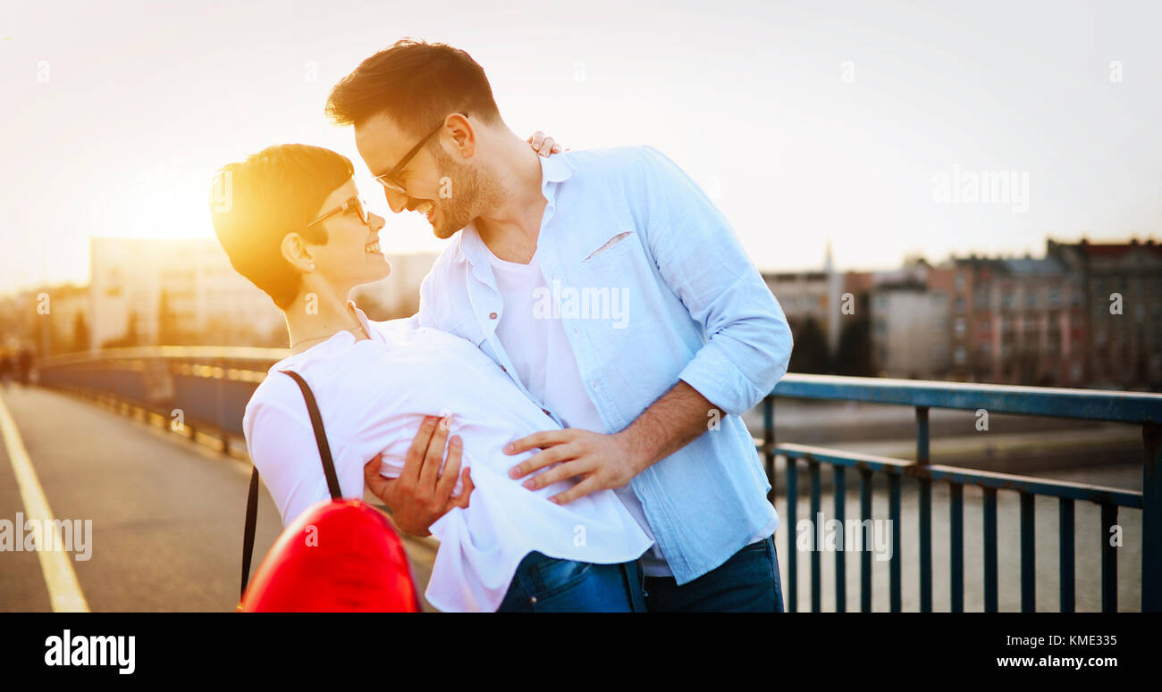 Sentimental couple in love bonding Stock Photo - Alamy