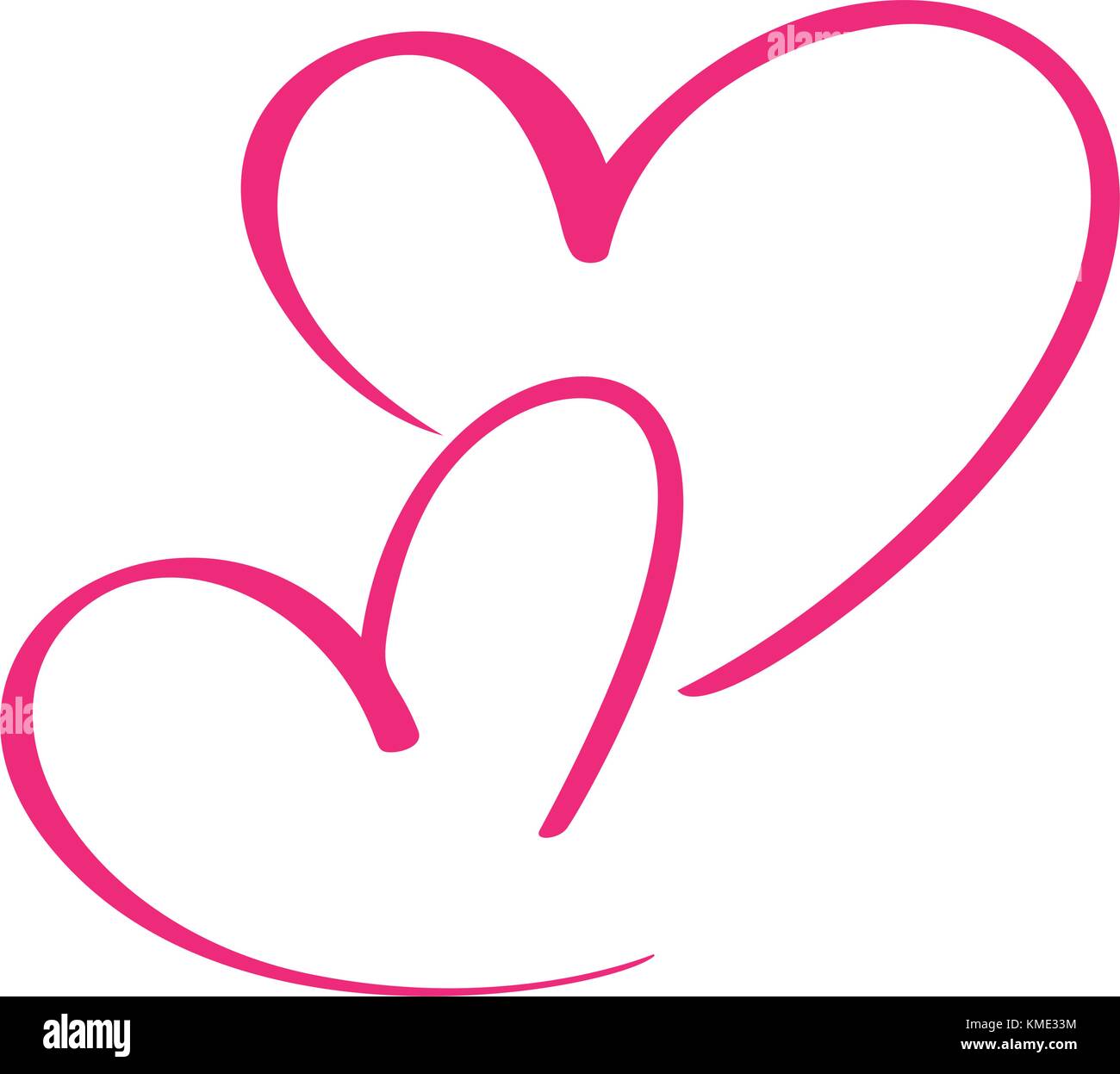 Two lovers heart. Handmade vector calligraphy. Decor for greeting card ...
