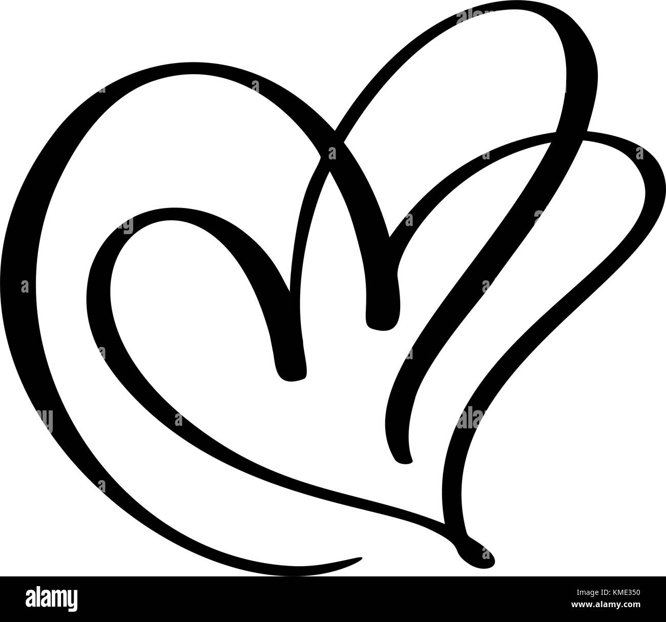 Two lovers heart. Handmade vector calligraphy. Decor for greeting card ...