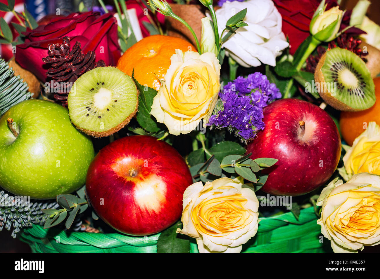 Beautiful Bouquet of flowers and fruit Stock Photo - Alamy