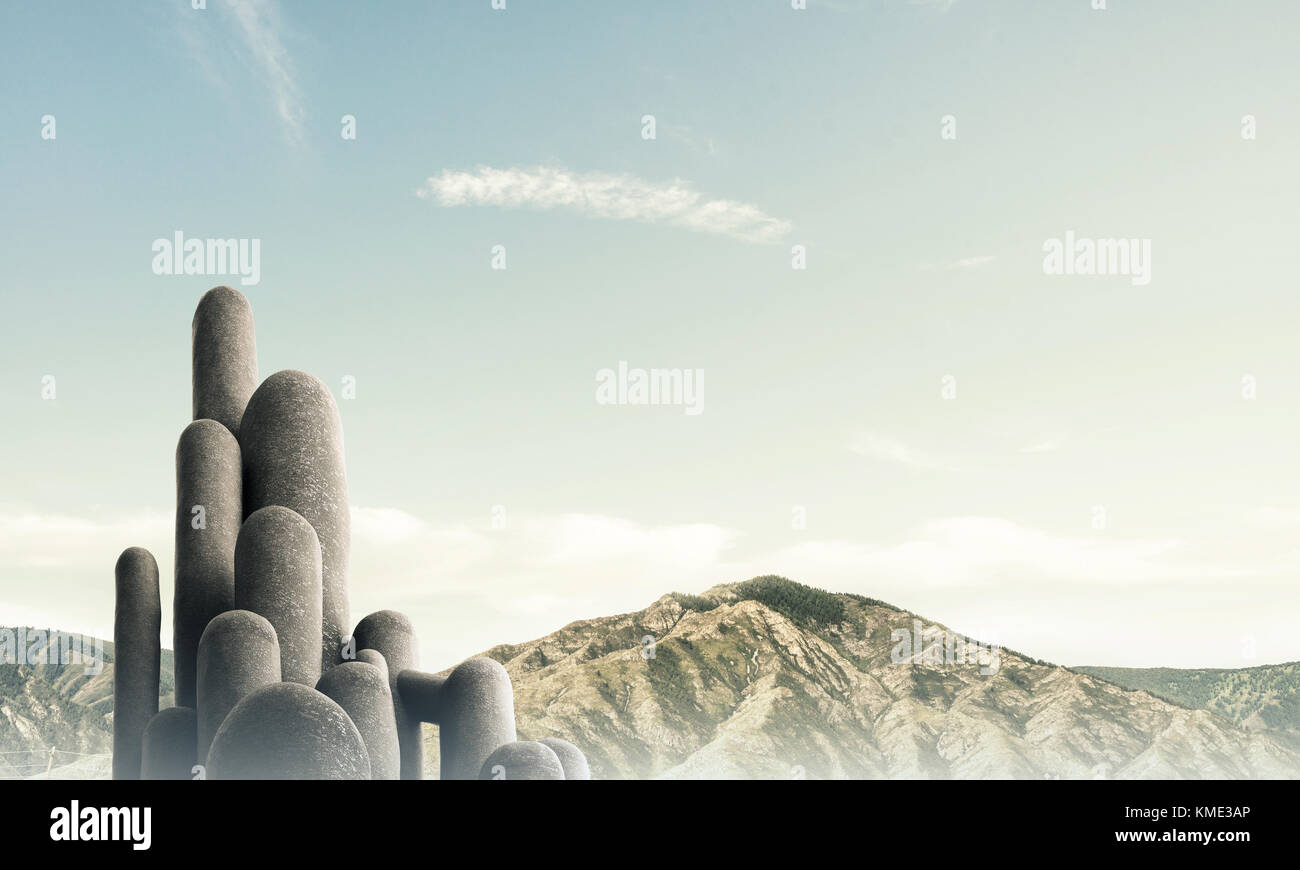 Multiple stone columns with breathtaking landscape Stock Photo - Alamy