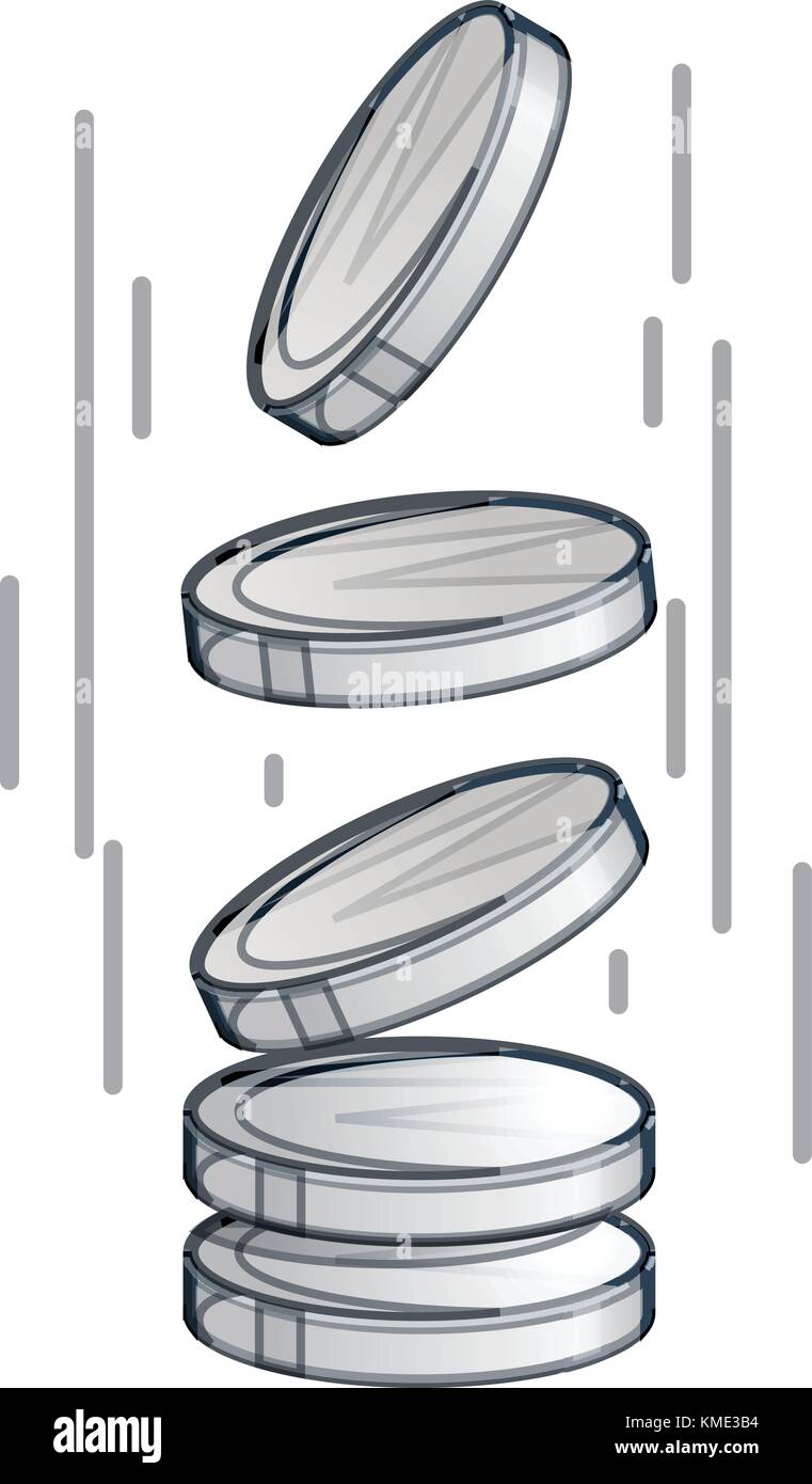 Silver Coins Falling into a Stack Illustration as EPS 10 File Stock ...