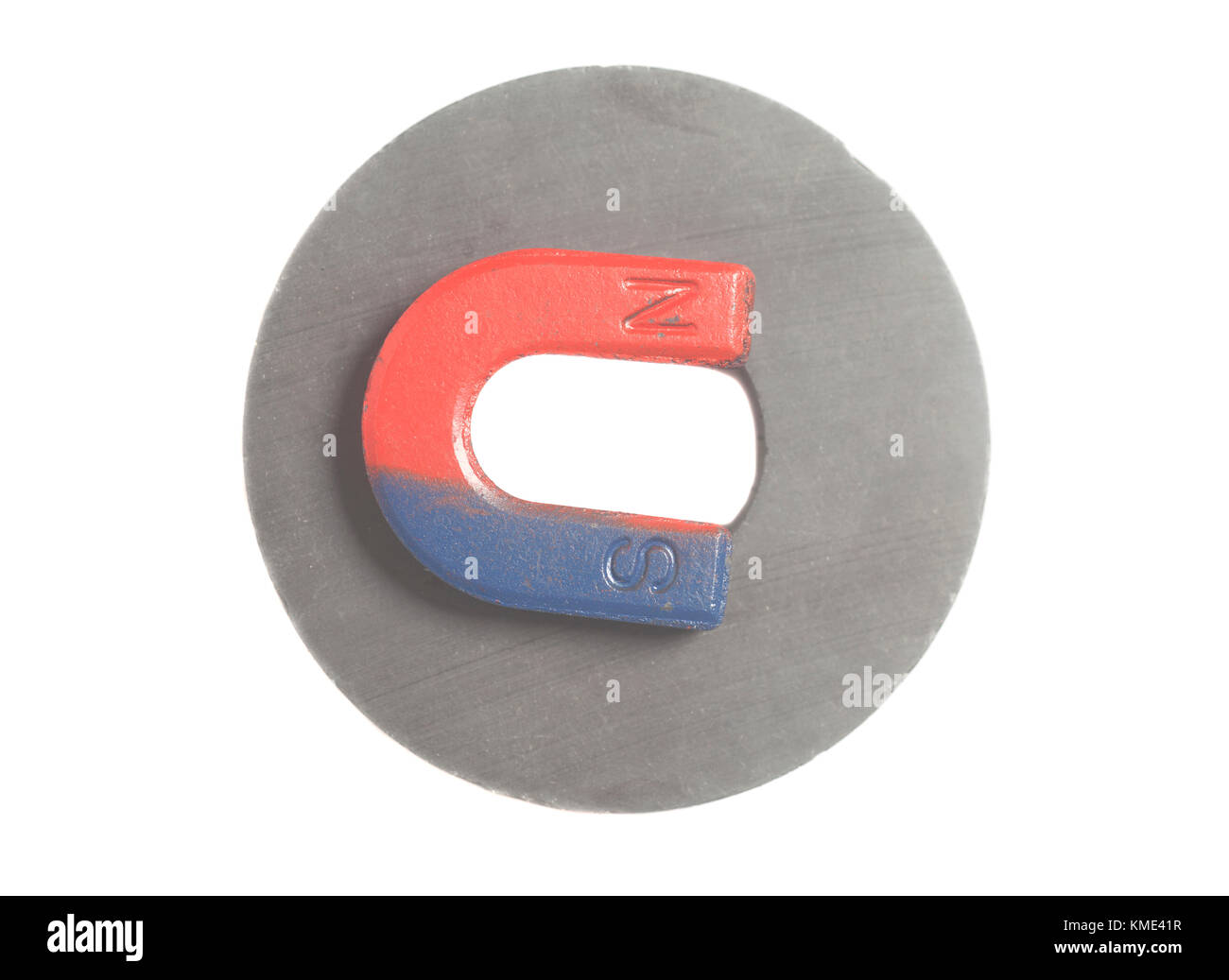 Round and horseshoe magnets isolated on white background Stock Photo ...