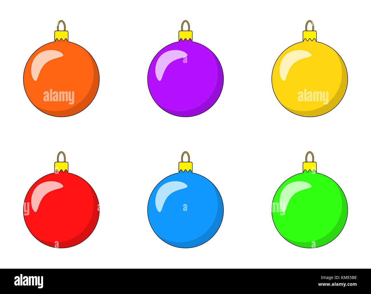 Simple Bauble set for christmas tree isolated on white background Stock ...