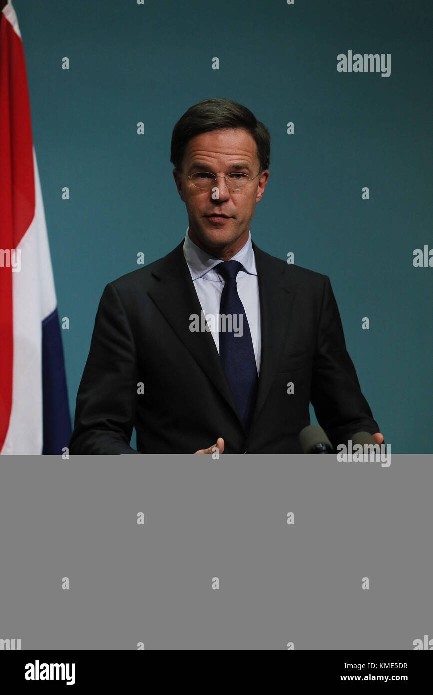 Prime Minister of the Netherlands Mark Rutte during a press conference ...