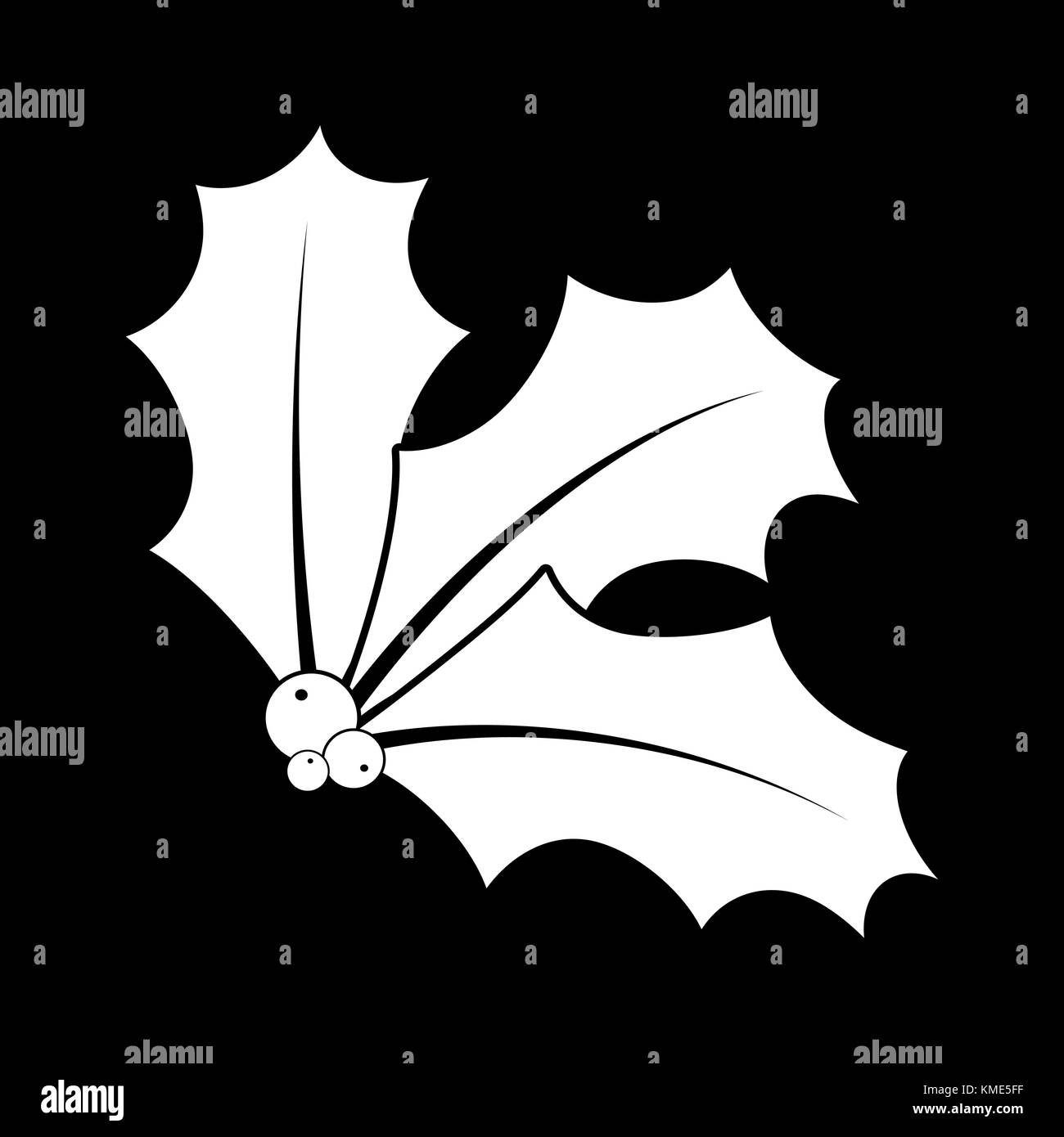 Holly berry outline for christmas isolated on black background Stock ...